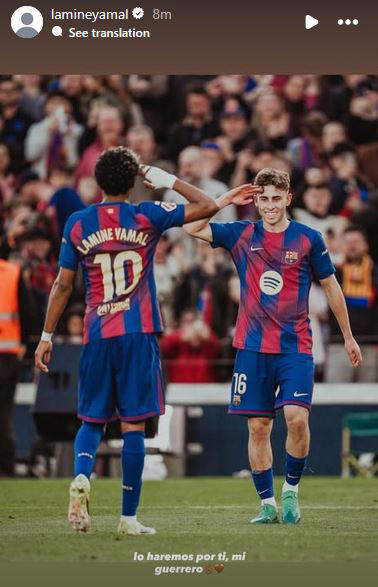Lamine Yamal sends touching message to Fermin Lopez after Barcelona ...