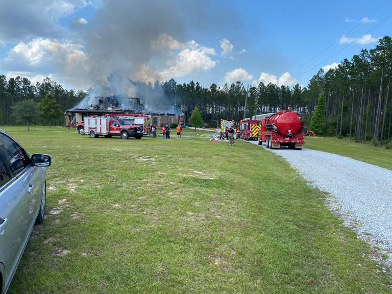 Crews battle flames at home near Covington County line