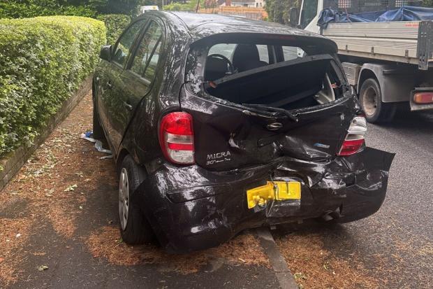 Crash-damaged car left for weeks on Bournemouth pavement