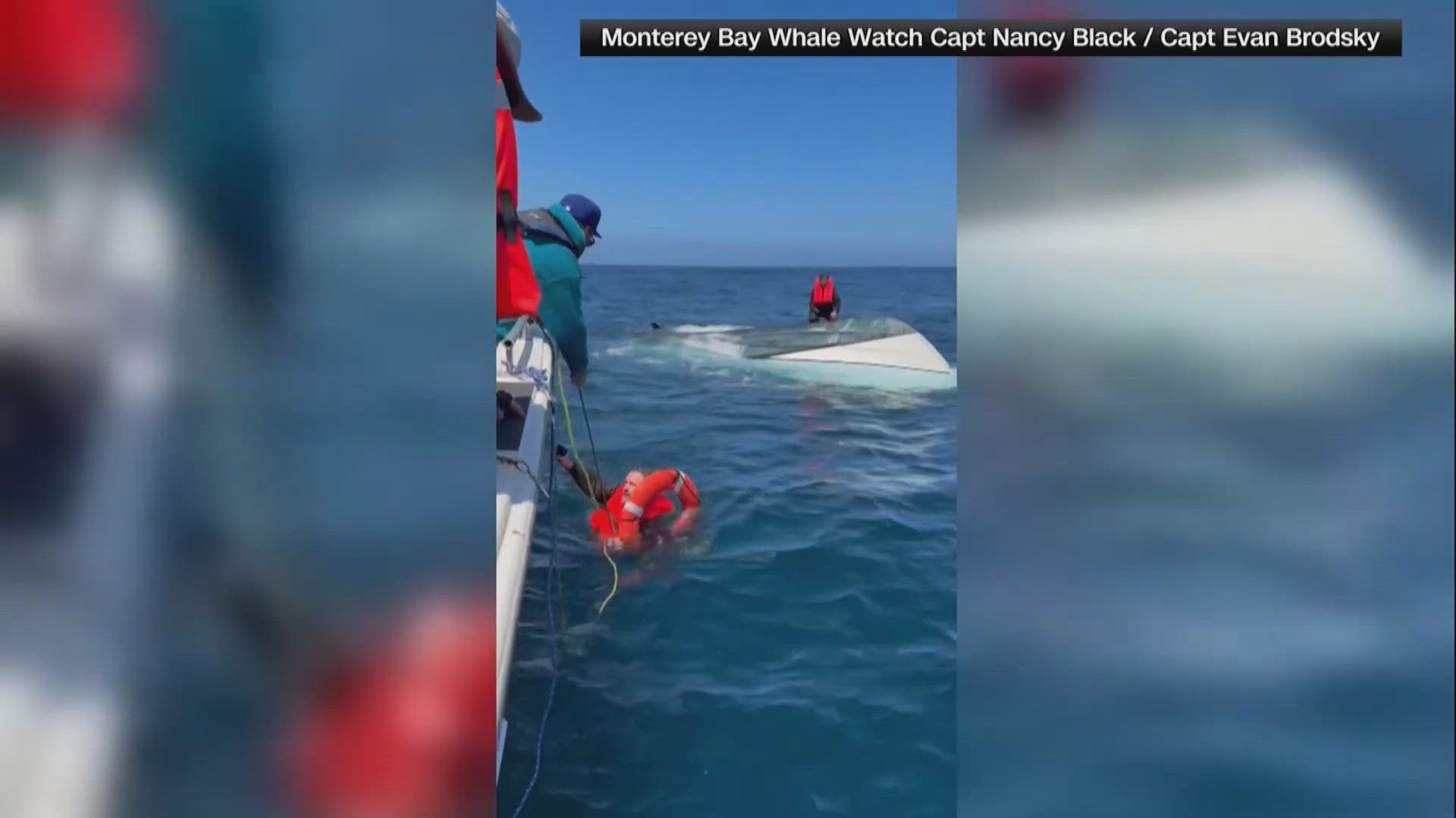 Whale watch crew rescues stranded fishermen after boat capsizes near ...
