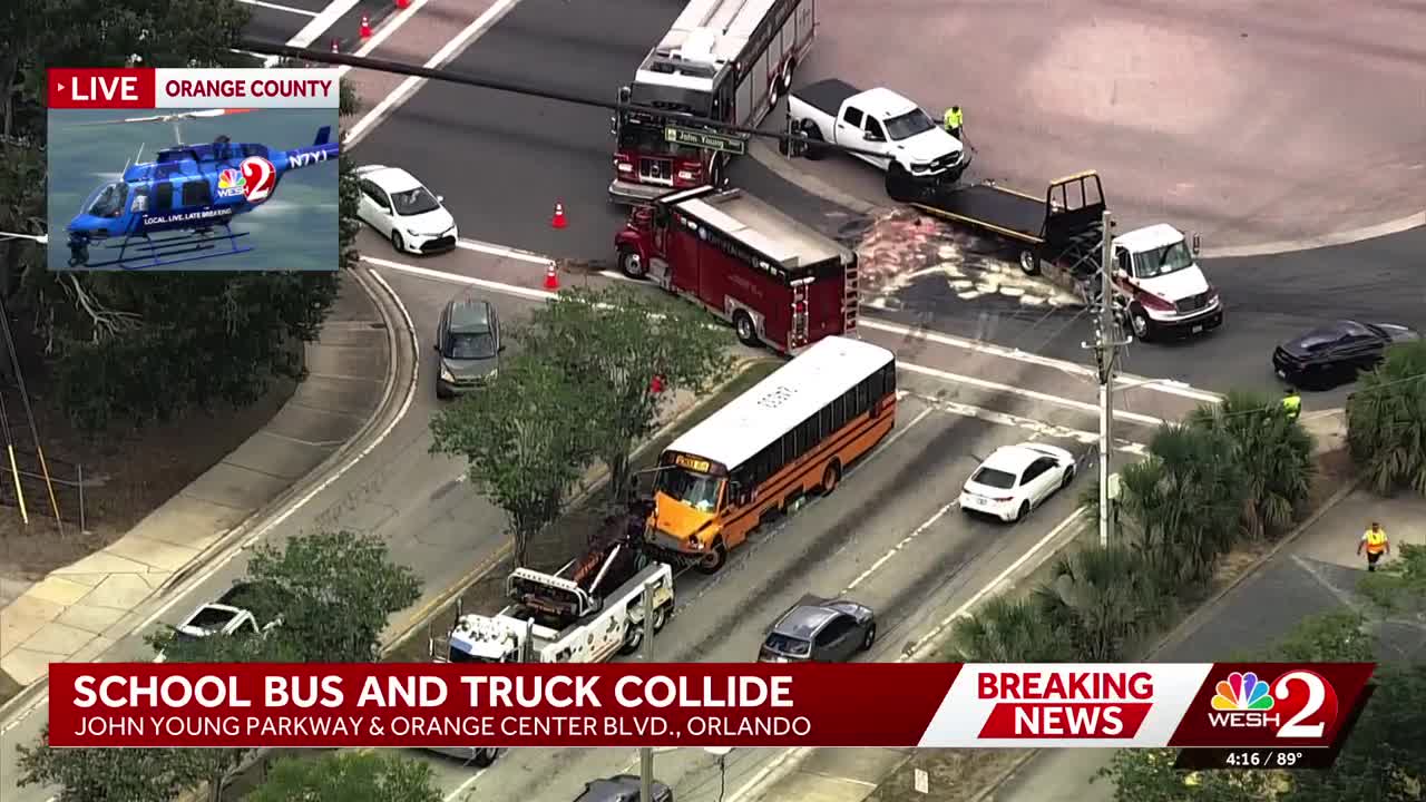 OCPS bus collides with pickup truck at Orlando intersection