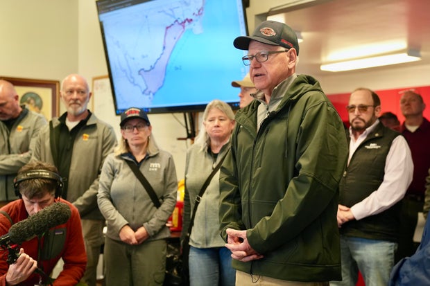 Minnesota Gov. Tim Walz surveys Two Harbors area wildfire damage