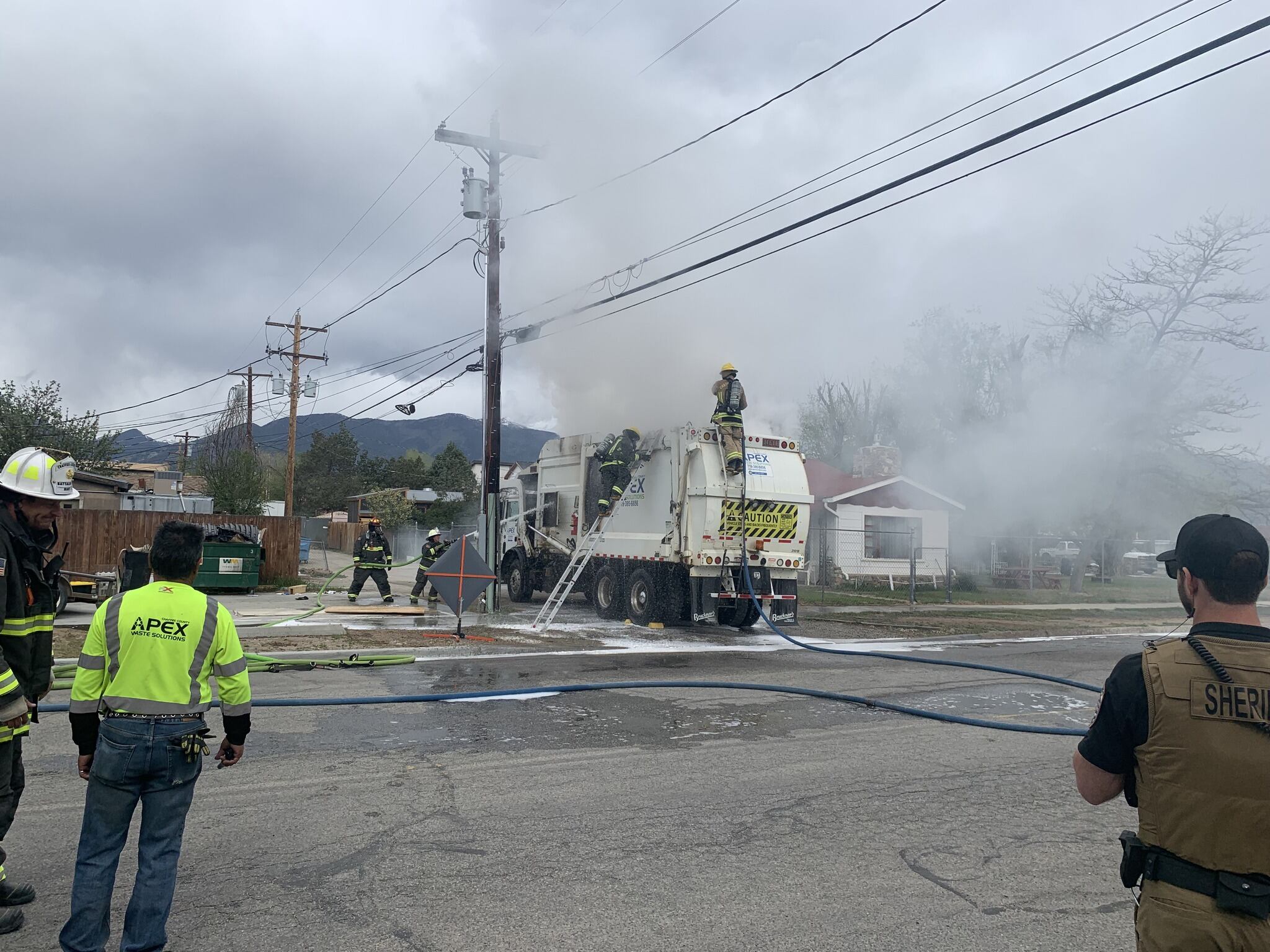 Crews knock down trash truck fire in Buena Vista