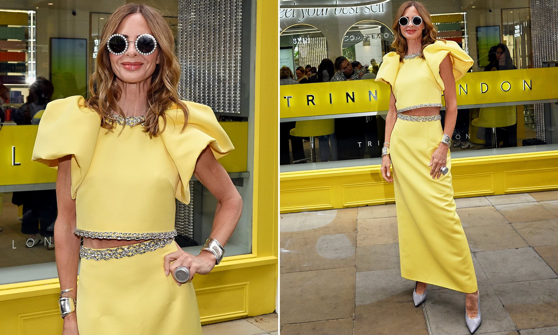 Trinny Woodall, 62, flashes her toned abs in a yellow bejewelled crop ...