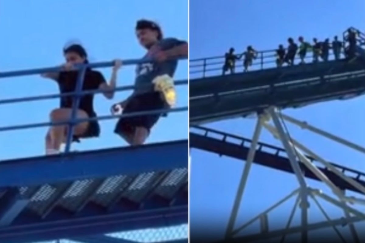 Video shows Six Flags patrons walking down coaster after power outage