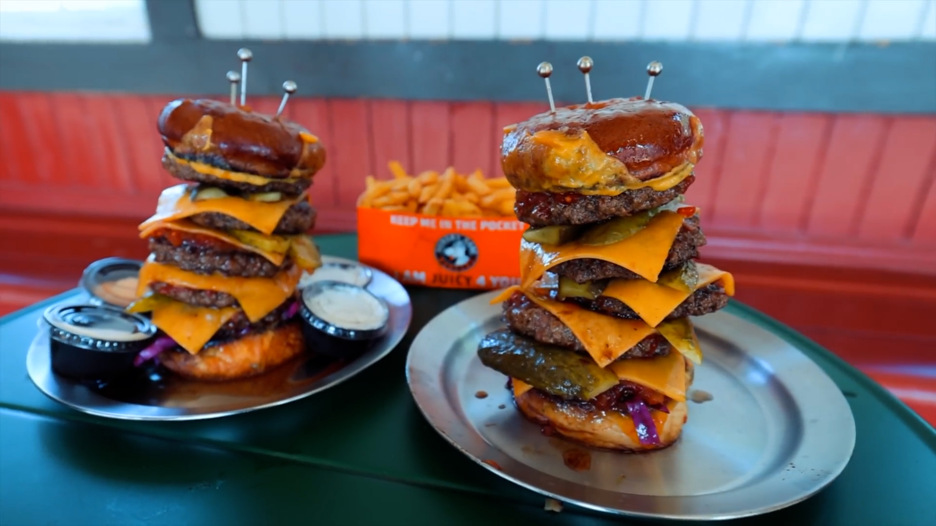 Woman tries to survive oversized burger feast in Copenhagen