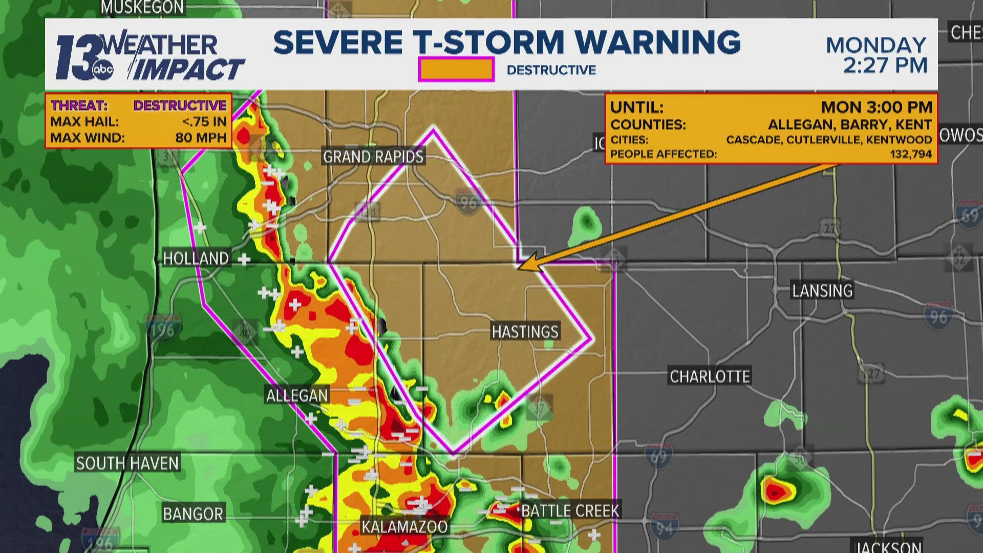 Wind gusts up to 80 mph are possible with severe thunderstorms