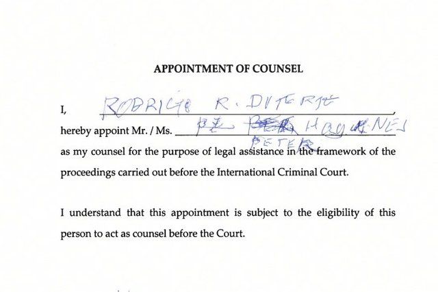 ICC releases Duterte-signed appointment document for new counsel