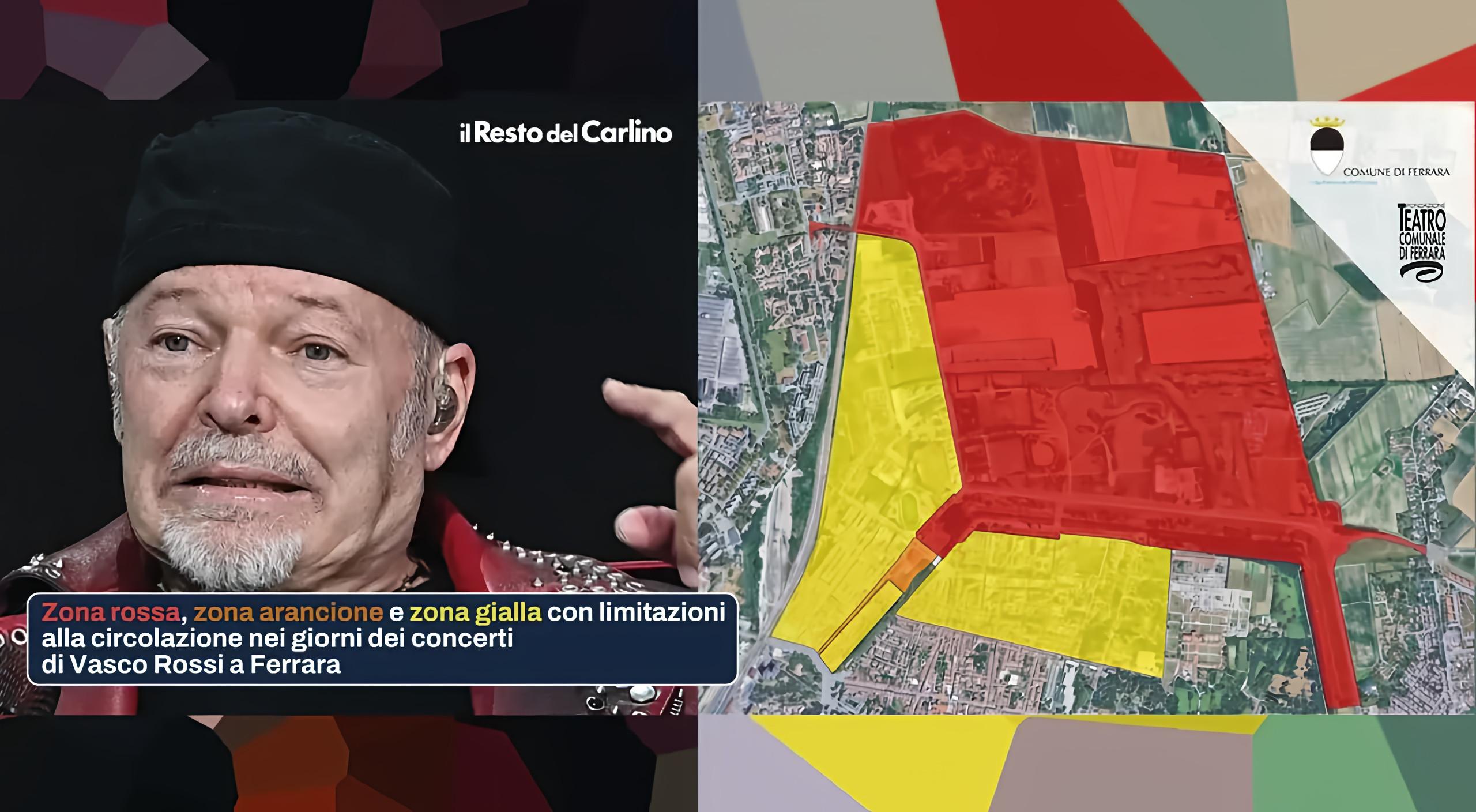 Concerto Vasco Rossi Ferrara 2026, mappa della zona rossa e strade ...