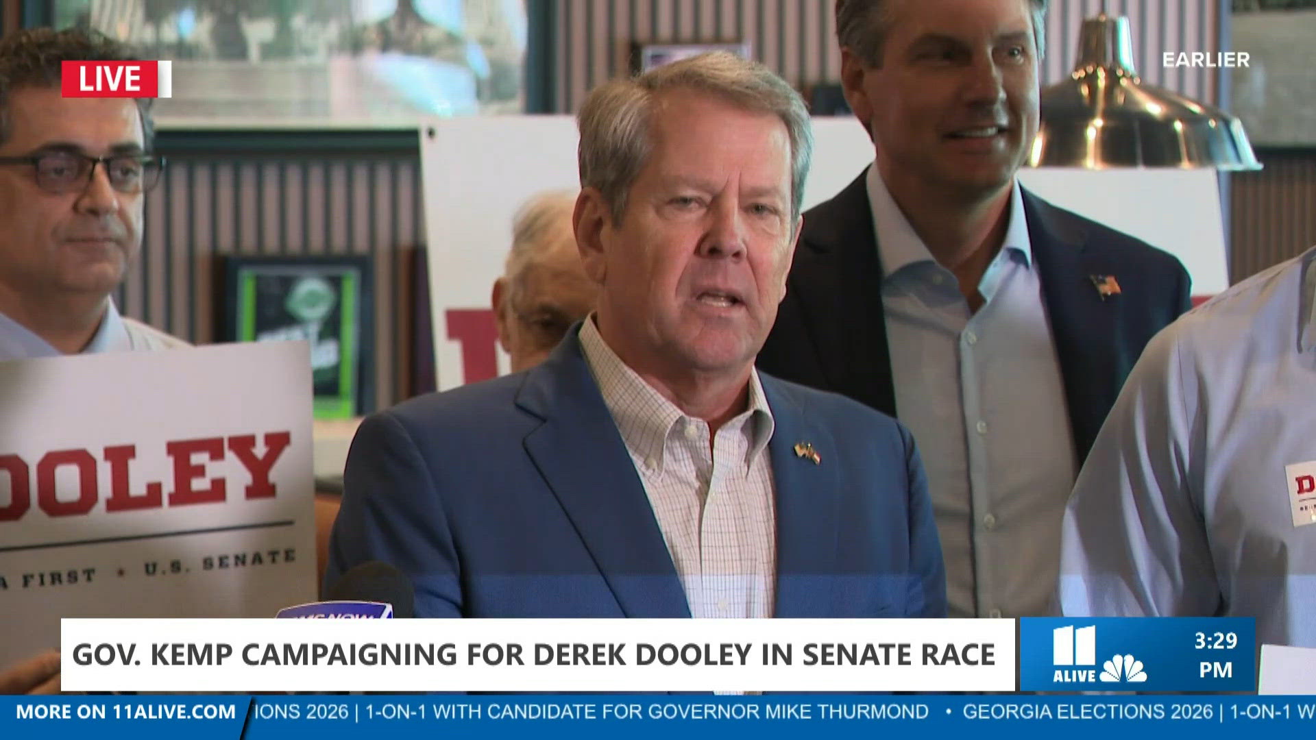 Governor Kemp campaigns with Derek Dooley in Senate race
