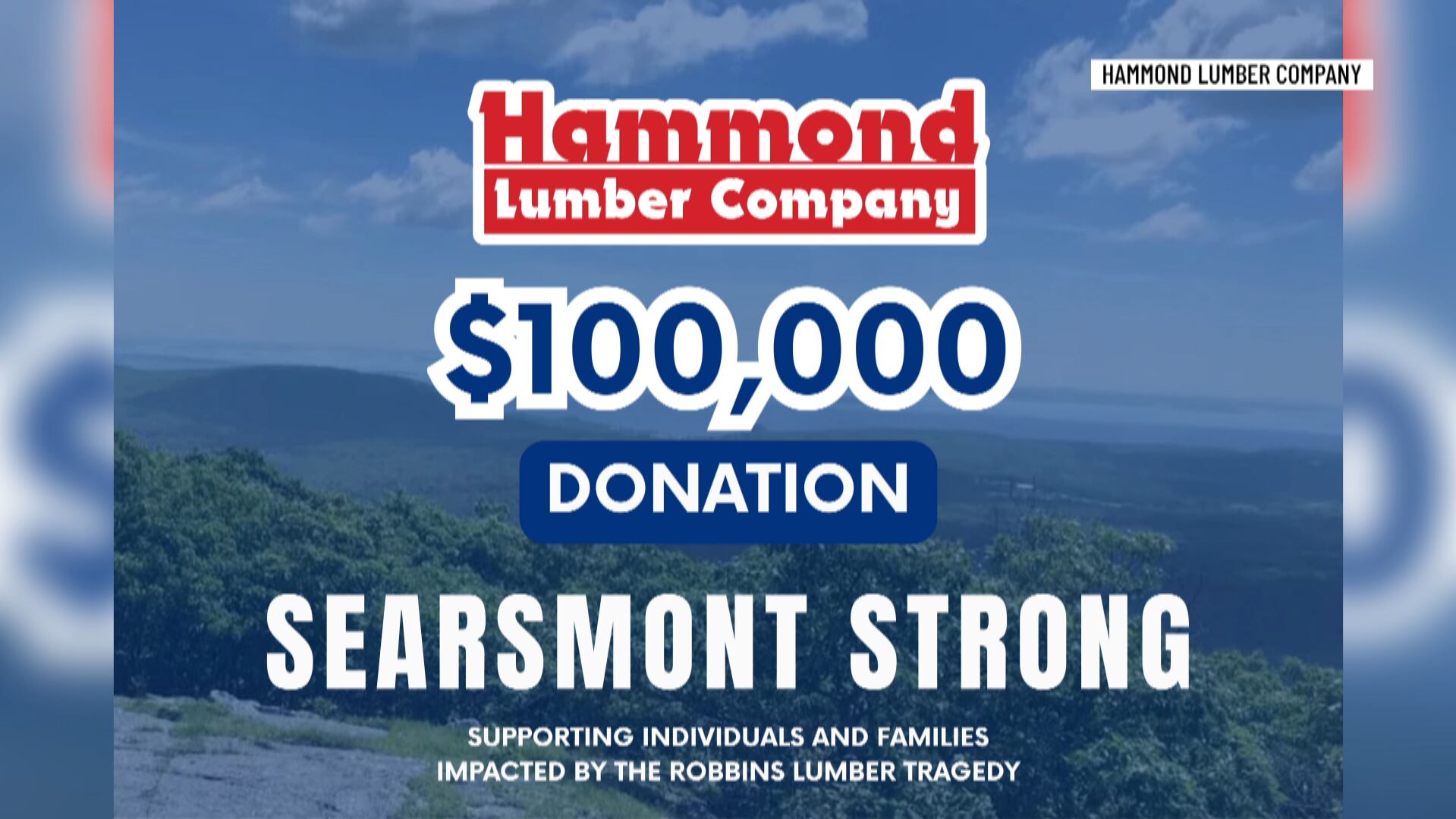 Hammond Lumber donates $100,000 to Searsmont explosion victims