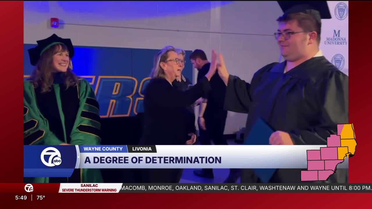 Student graduates from Madonna University despite rare brain condition