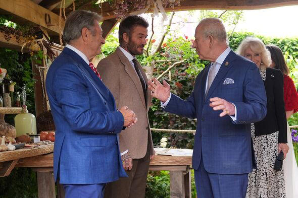 King Charles beams as he reunites with David Beckham at RHS Chelsea ...