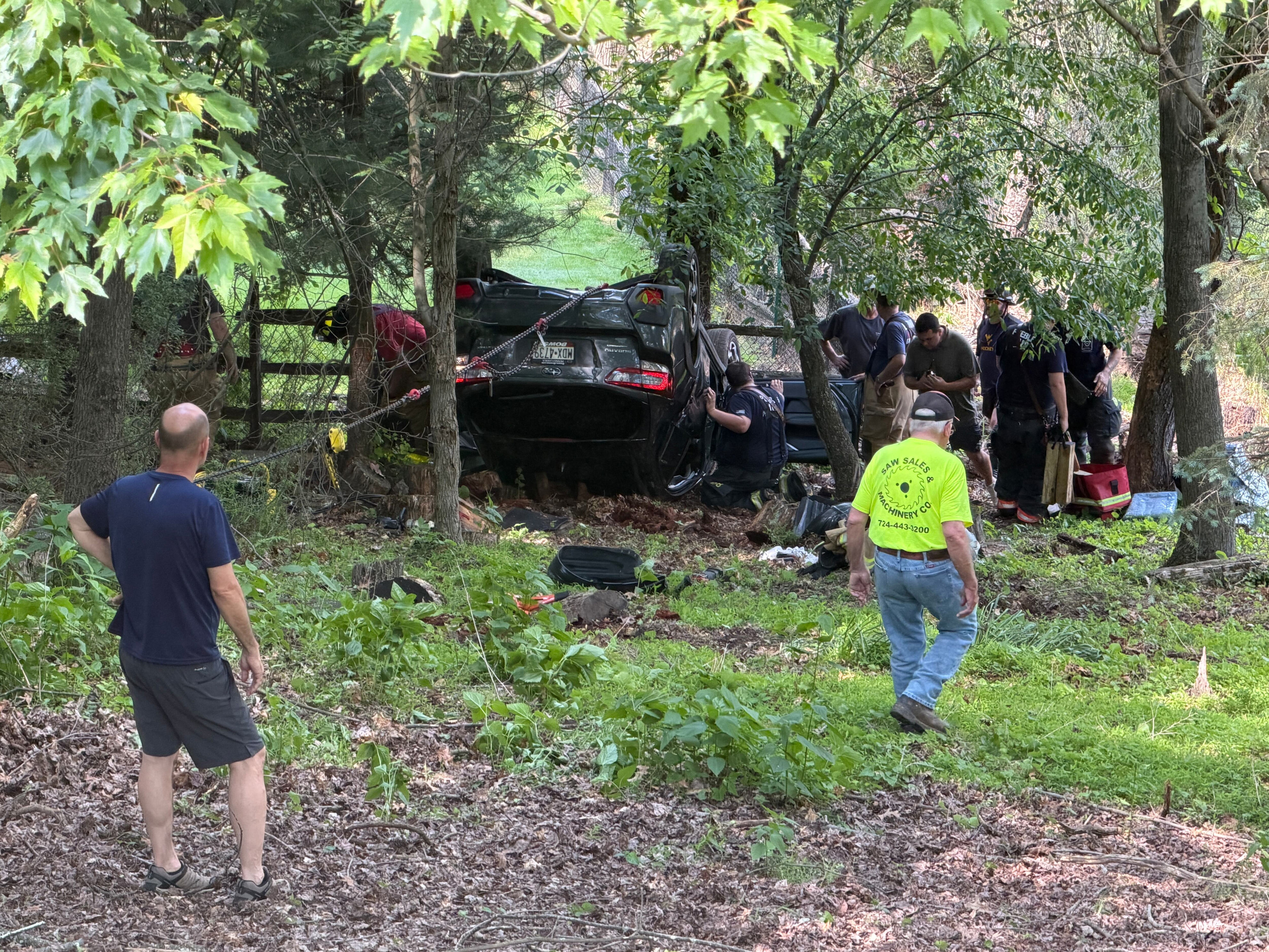 Person injured after vehicle rolls onto its roof in Hampton Township