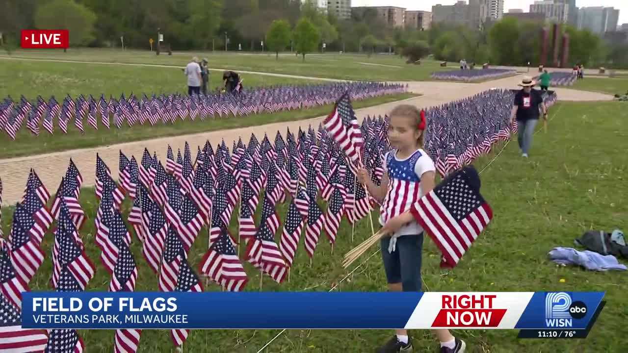 Volunteers place 27,316 flags at Milwaukee's Veterans Park to honor ...