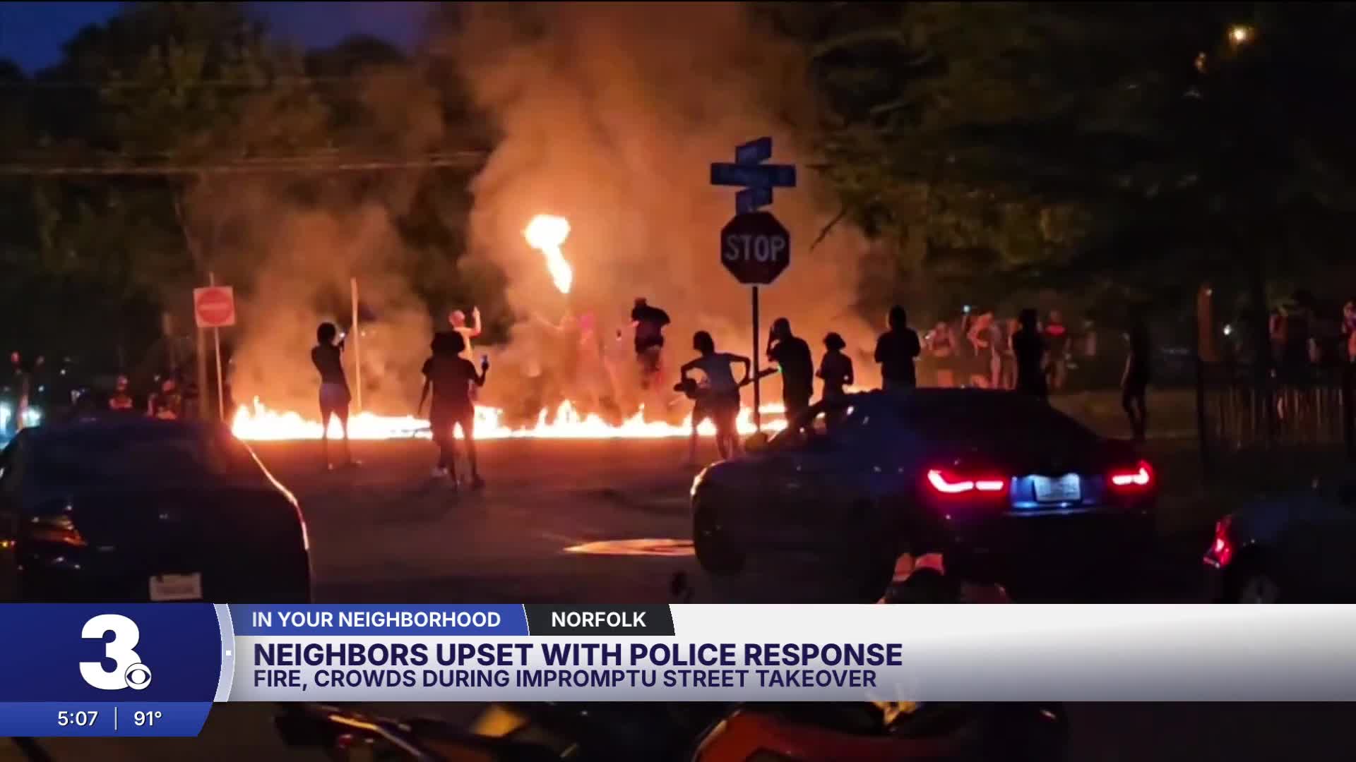 Wild video captures apparent flamethrower and fireworks set off in ...