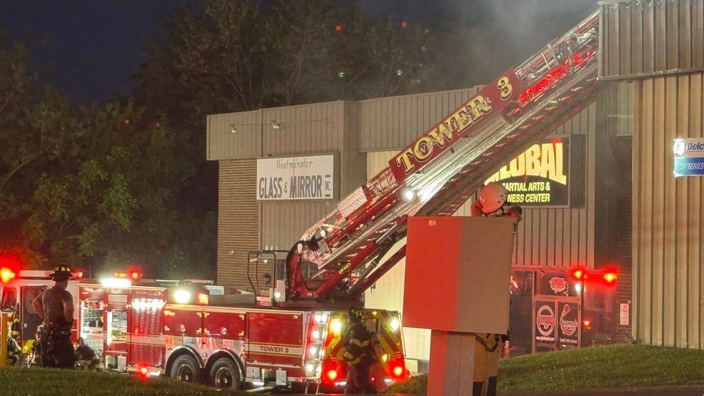 Firefighters battle flames at Westminster warehouse