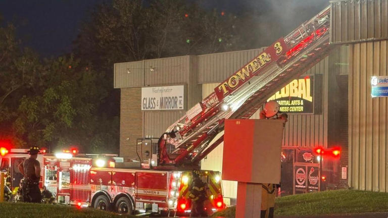 Firefighters battle flames at Westminster warehouse