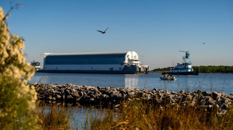 This is the massive barge NASA uses to transport space rockets