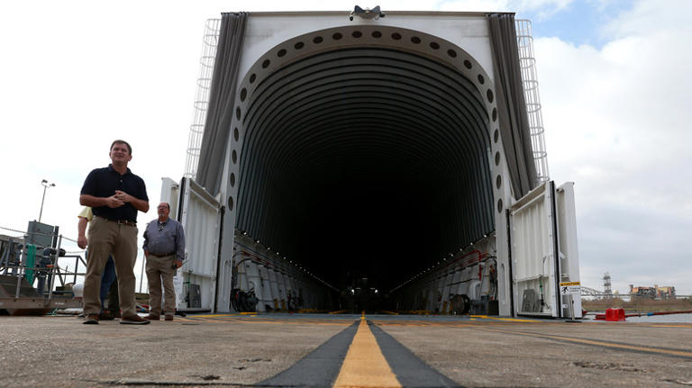This is the massive barge NASA uses to transport space rockets