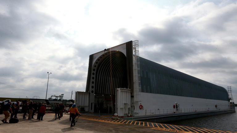 This is the massive barge NASA uses to transport space rockets