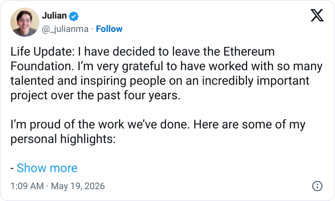 Ethereum Foundation sees 2 more high-profile departures