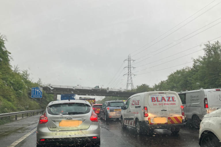 Two cars involved in M27 crash which resulted in two miles of traffic ...