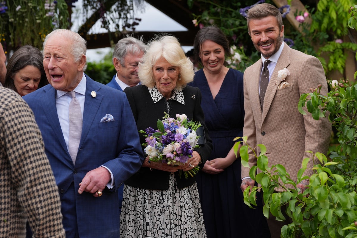 Charles and Camilla tour Chelsea Flower Show with Sir David Beckham
