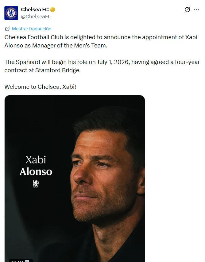 La primera decisión de Xabi Alonso, nuevo DT de Chelsea, con Kendry Páez