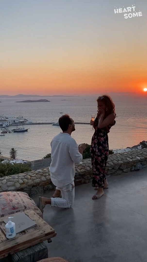 You won’t believe this romantic wedding proposal in Greece at sunset