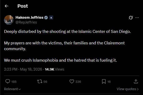 ‘A terrible situation’: Trump comments on San Diego Islamic Center shooting