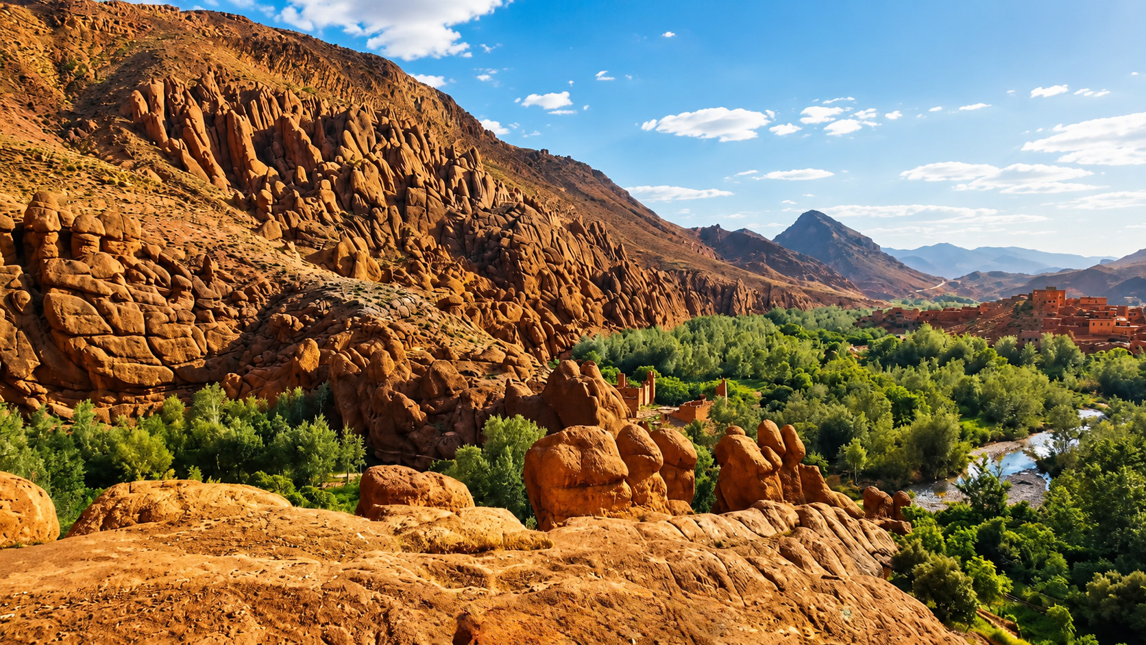 A secret oasis hidden deep between massive canyon cliffs