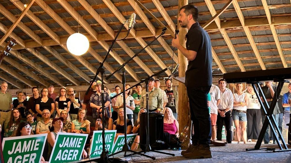 Pete Buttigieg speaks at campaign rally for Jamie Ager, the Democratic ...