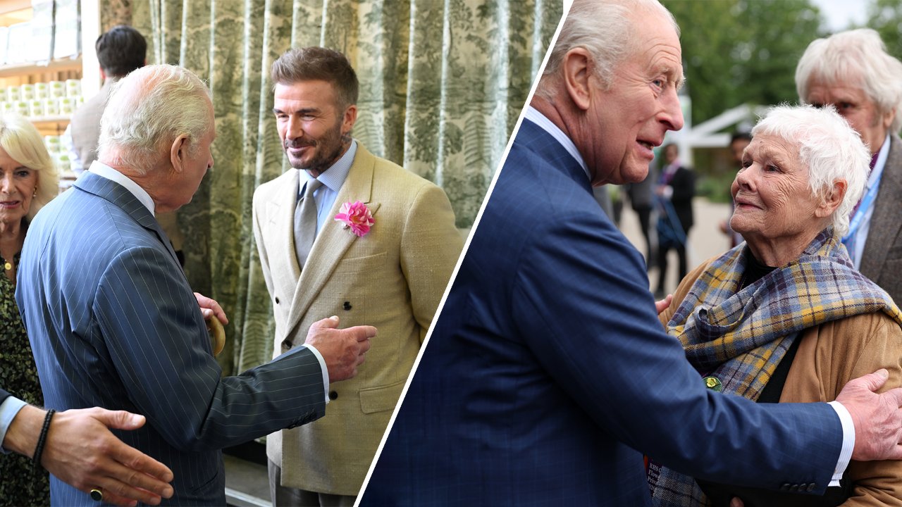 King Charles catches up with Dame Judi Dench and Sir David Beckham at ...