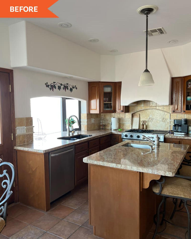 This early 2000s Tuscan kitchen looks so much better after 2 easy swaps