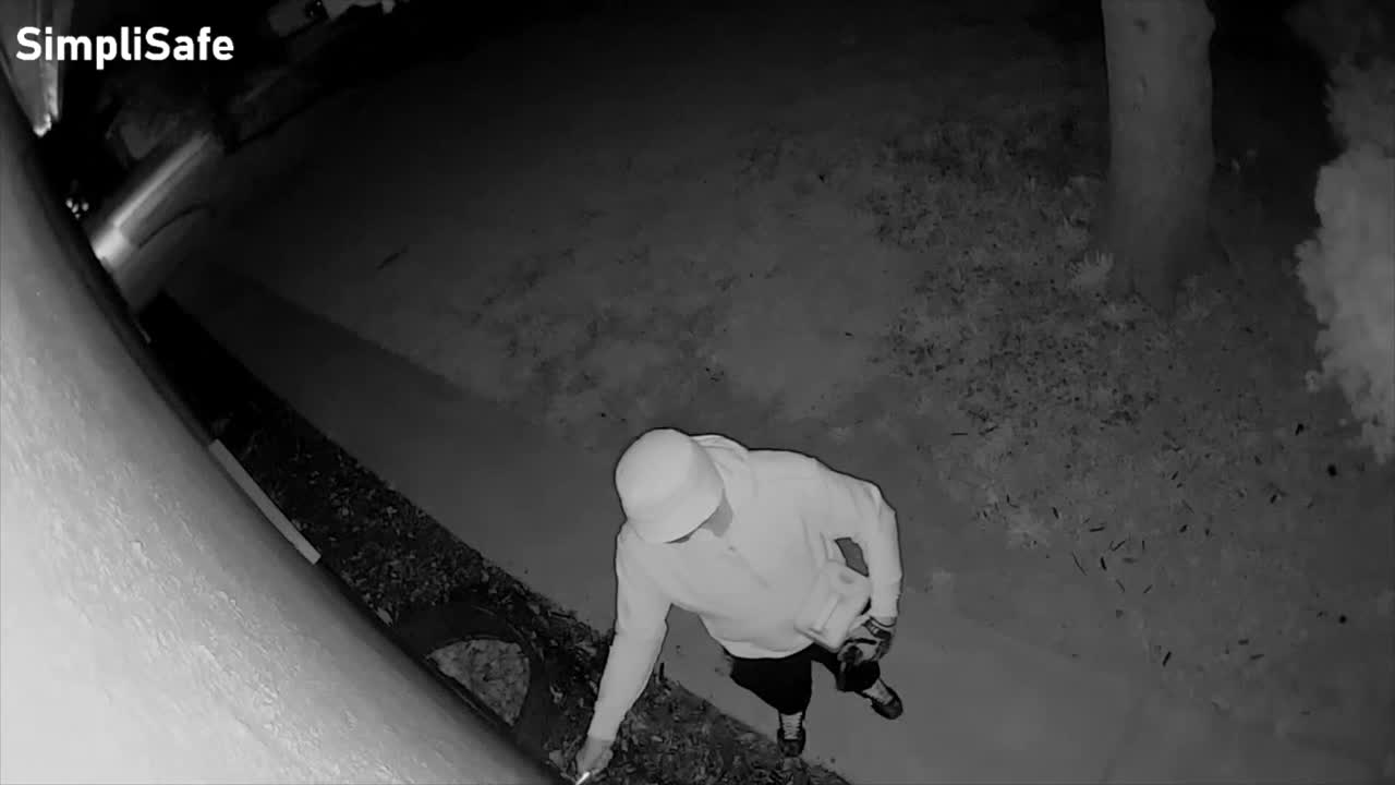 Homeowner's security camera captures person trying to set house on fire