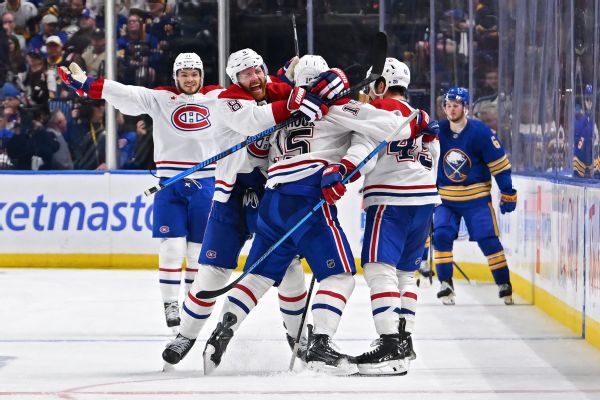 Alex Newhook's OT goal lifts Canadiens past Sabres in Game 7