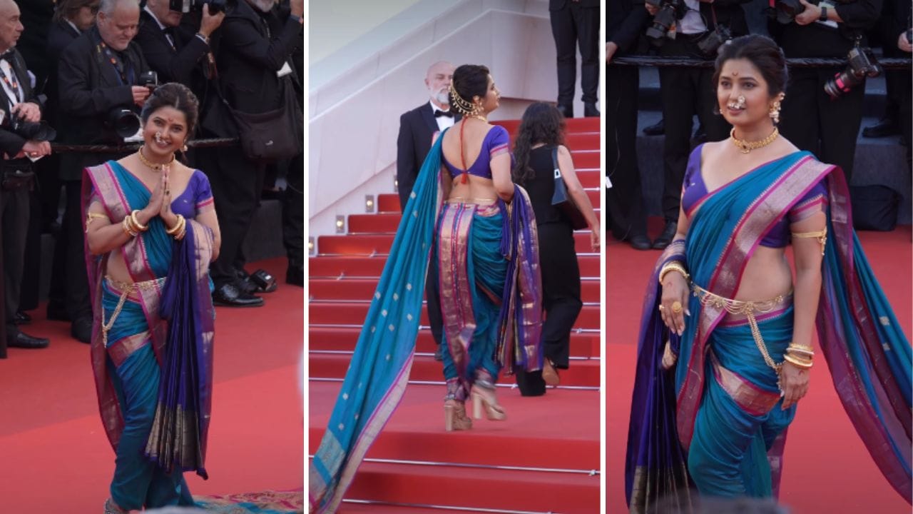 Cannes 2026: Prajakta Mali brings Maharashtrian elegance with Nauvari ...