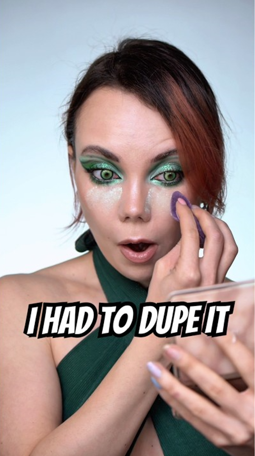 Huda Beauty green setting powder dupe test review