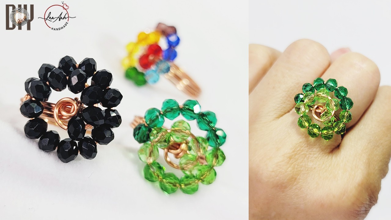 Spiral crystal ring | How to make sparkling jewelry for summer 1147