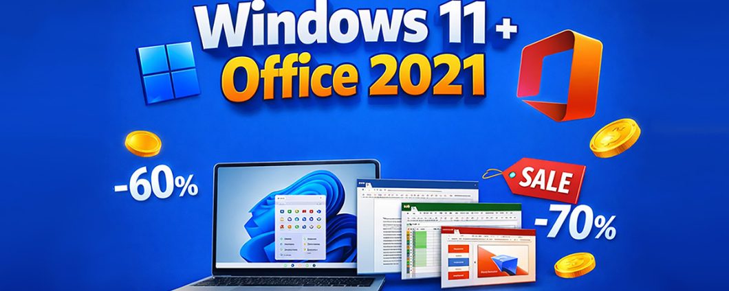 Offerta a tempo: Office 2021 e Windows 11 Pro a vita, a partire da 12€!