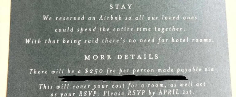 Brazen bride slaps $250 per person fee on wedding invite, guests forced ...