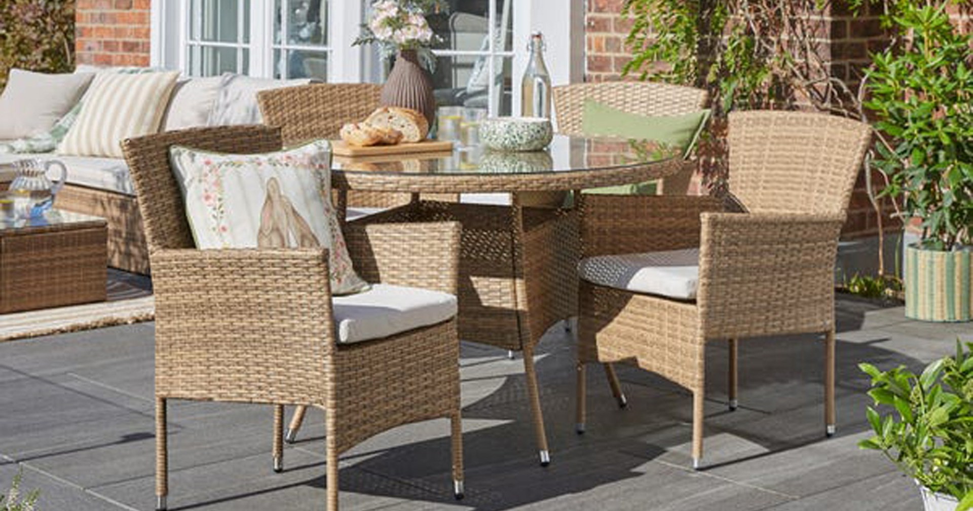Dine al fresco all summer with Dunelm’s new rattan 4-seater dining set