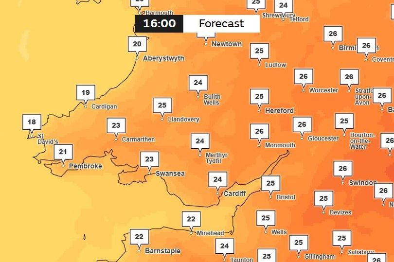 Met Office weather maps for Wales predict scorching temperatures for ...