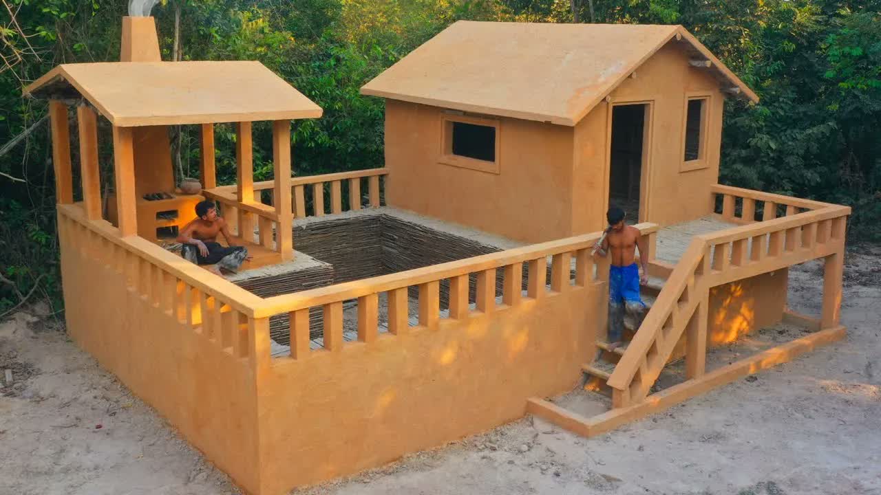 Two men built a luxury house and swimming pool using dirt like ...