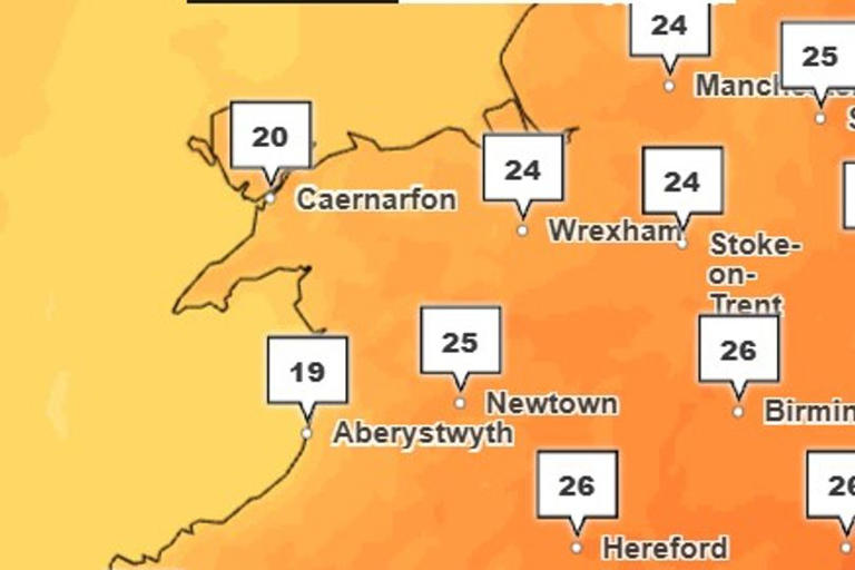 Met Office weather maps for Wales predict scorching temperatures for ...