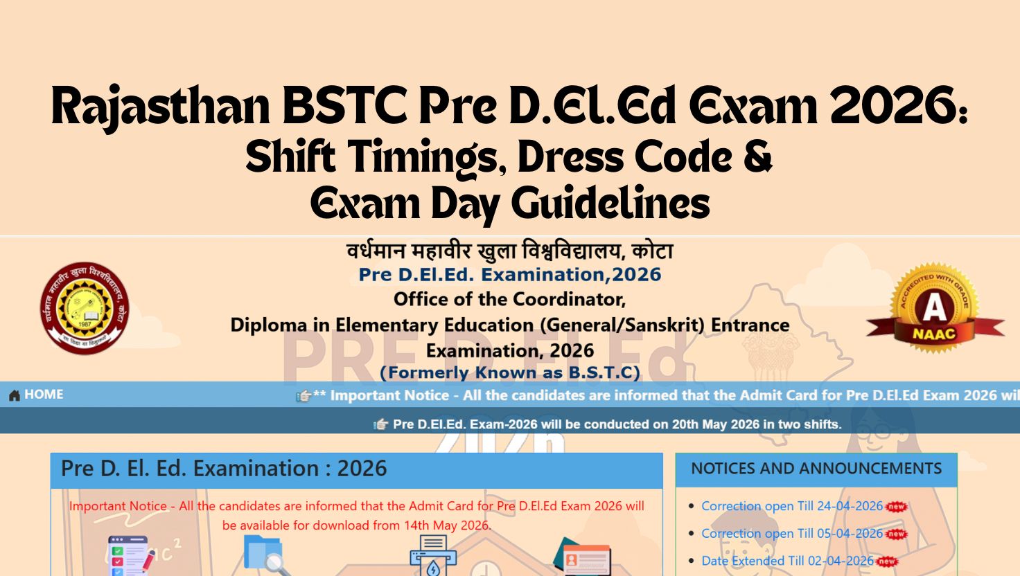 Rajasthan BSTC DEl.Ed exam 2026: Check shift timings, dress code ...