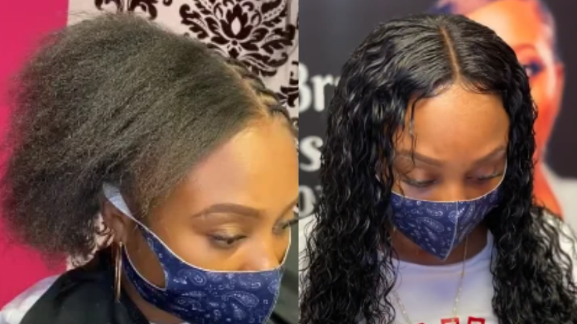 This lace closure install delivers a stunning result