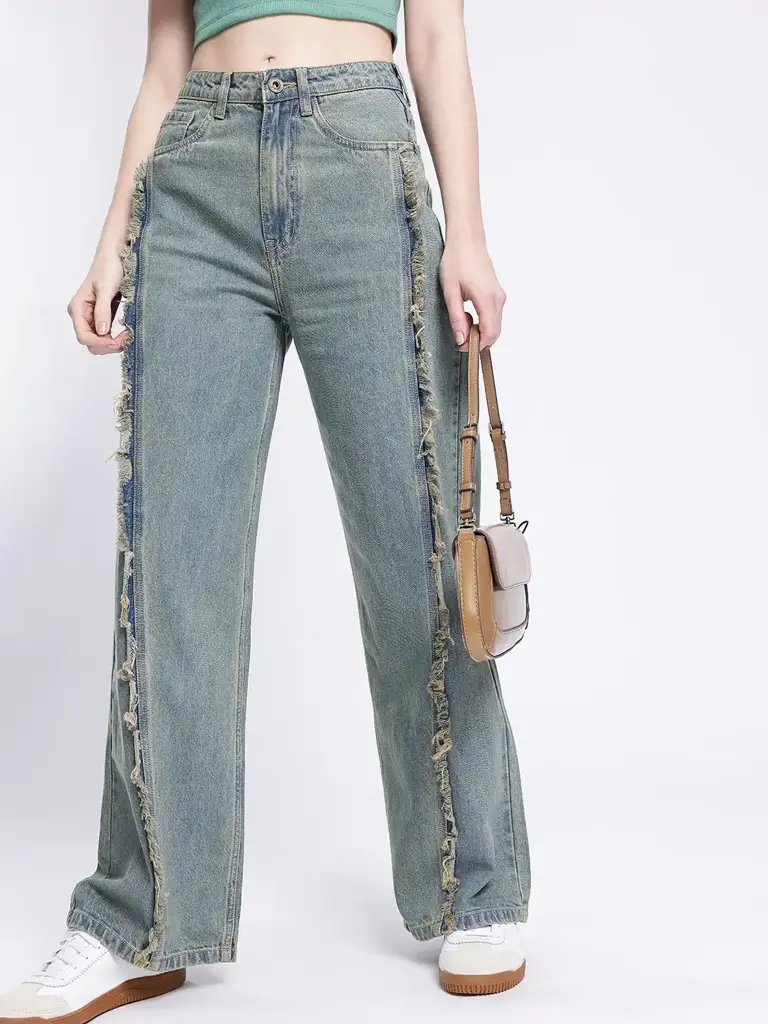 Trendy wide leg jeans from Myntra and Pantaloons