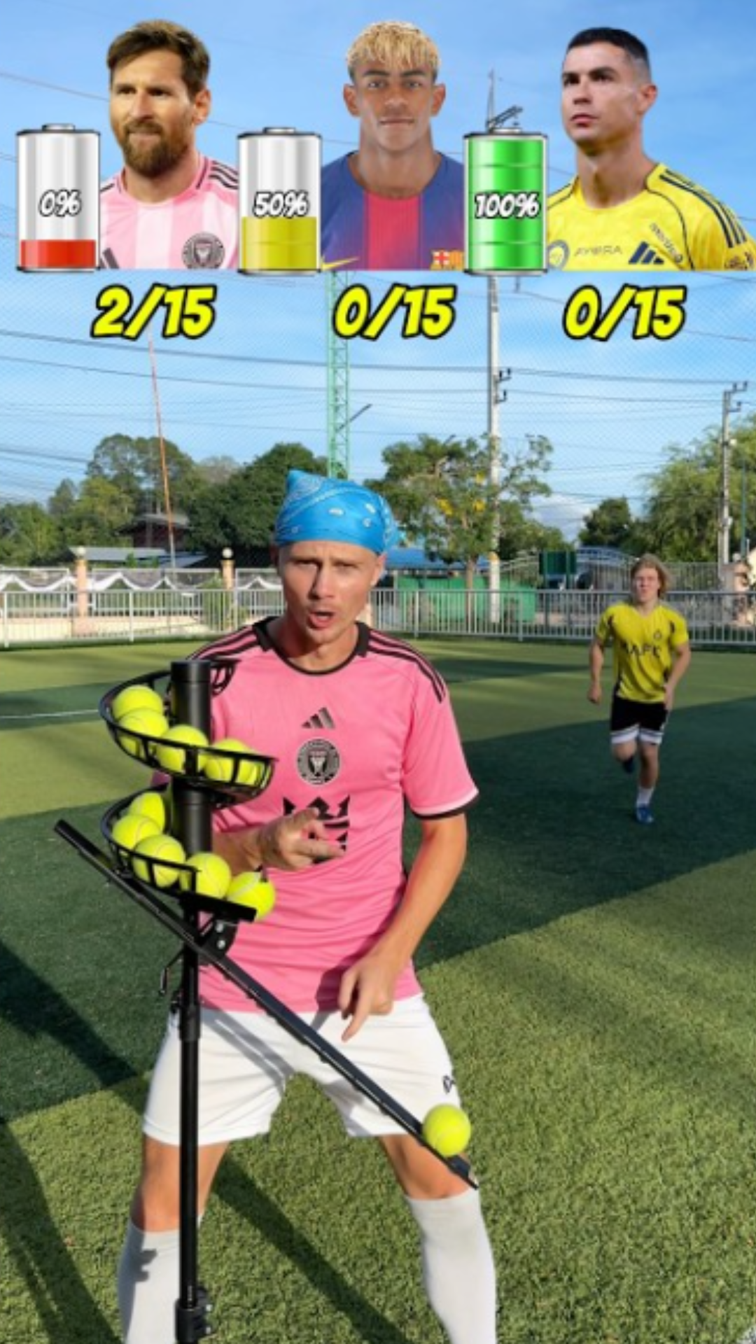 Who survived the crazy speed tennis ball football challenge